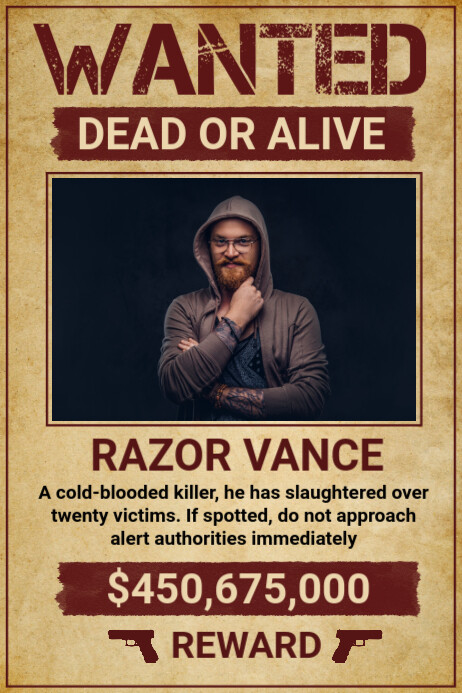 Plantilla de Brown Grunge Wanted criminal Poster | PosterMyWall