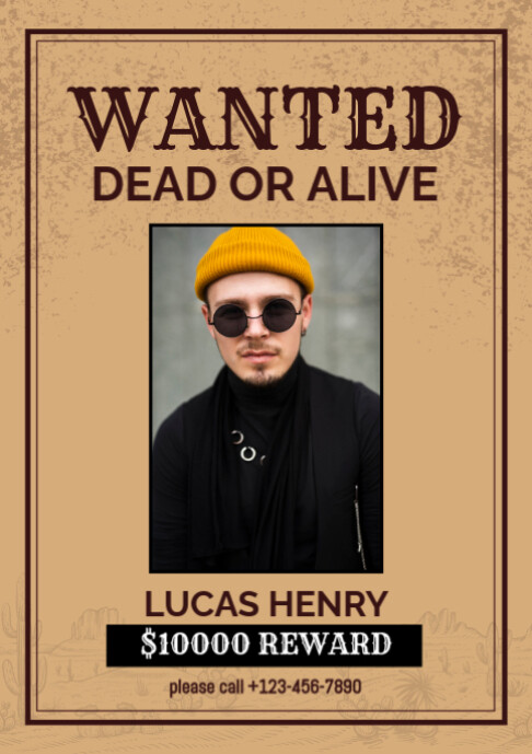 Brown Grunge Wanted Poster A2 Templat | PosterMyWall