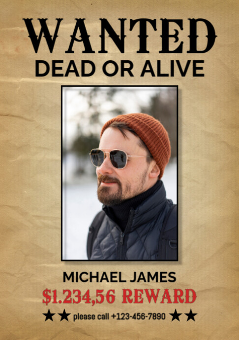 Brown Grunge Wanted Poster A2 Template | PosterMyWall