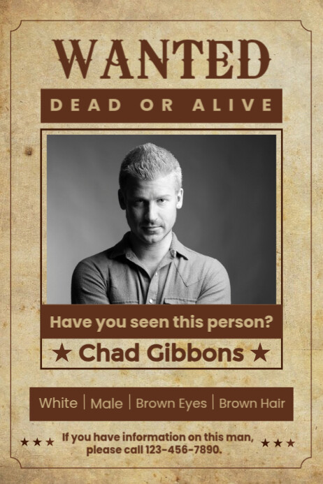Brown Grunge Wanted Poster Template | PosterMyWall