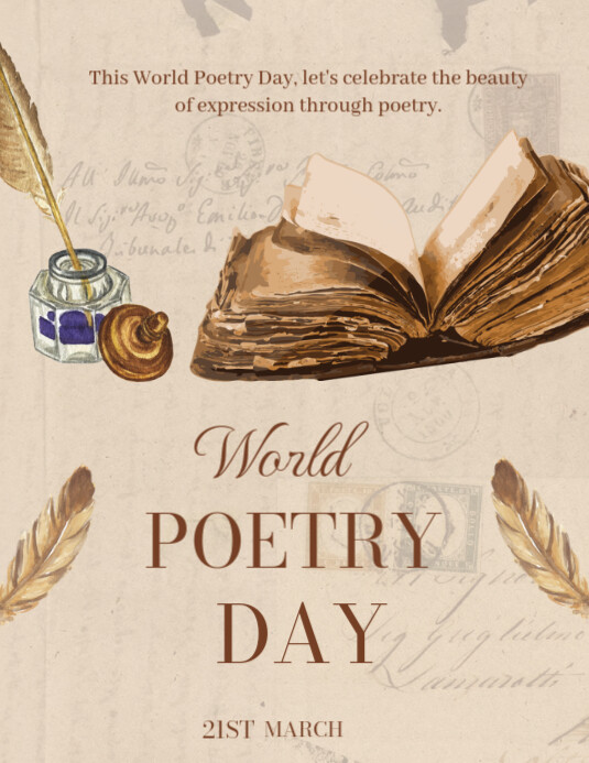 Kopie van Brown Grunge World Poetry Day Flyer (us Letter) | PosterMyWall