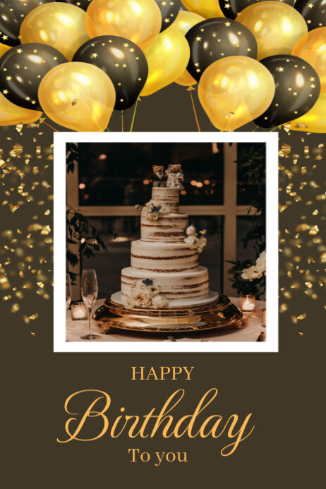 Brown Happy Birthday Poster Template | PosterMyWall