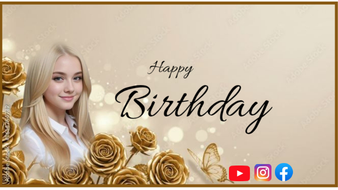 Brown Happy Birthday Youtube Thumbnail Template | PosterMyWall