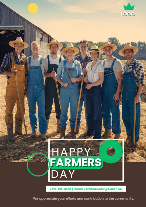 Brown Happy Farmers Day Celebration A4 Template | PosterMyWall