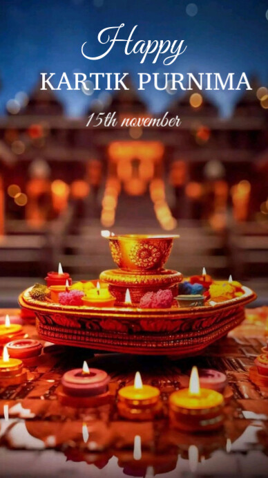 Brown Happy Kartik Purnima Digital Display (9:16) Template | PosterMyWall