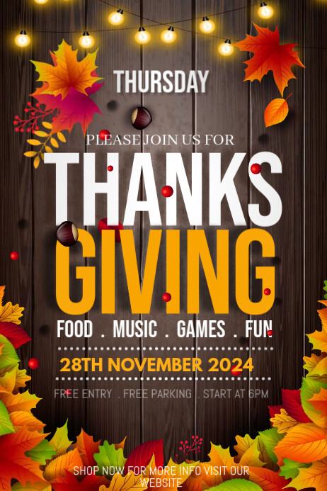 Brown Happy Thanksgiving Party Poster Template | PosterMyWall