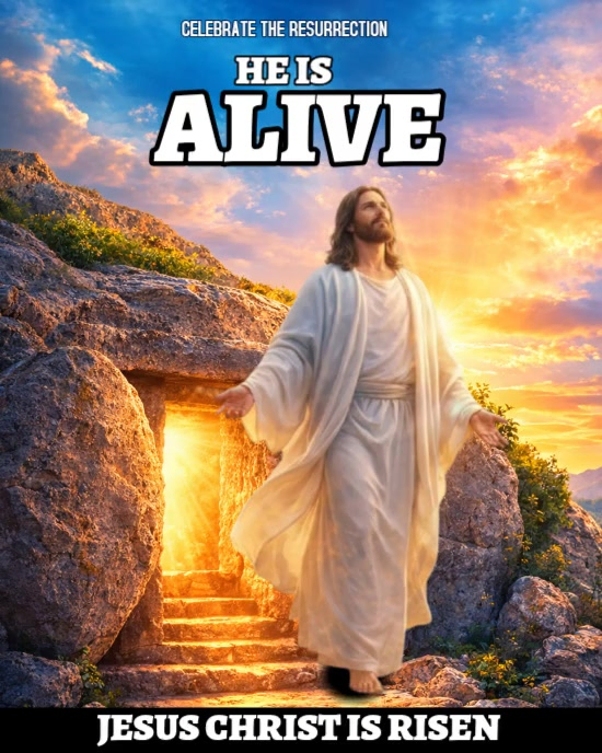 Brown He Is Alive Easter Resurrection Sunday Church Flyer | Jesus ...