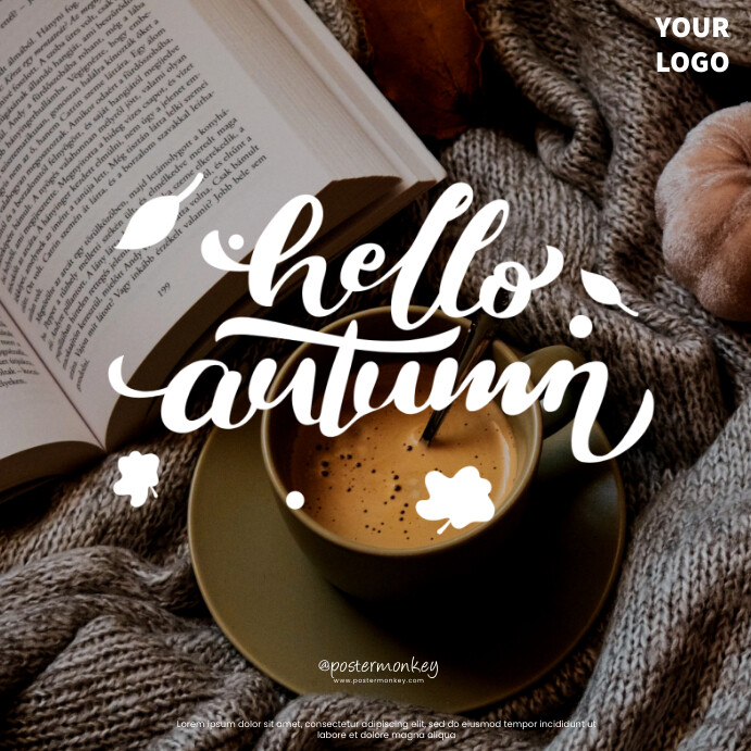 Brown Hello Autumn Instagram Post Template | PosterMyWall