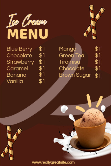 Brown Ice Cream Social Menu Poster Templat | PosterMyWall