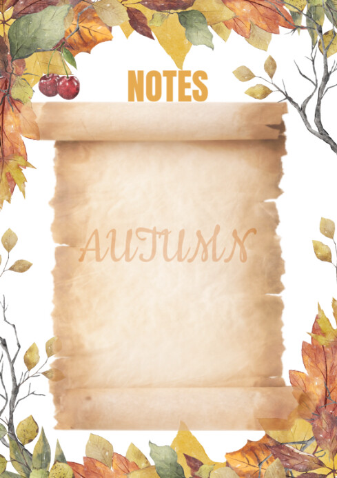 Brown Illustrative Autumn Notes A4 Template | PosterMyWall
