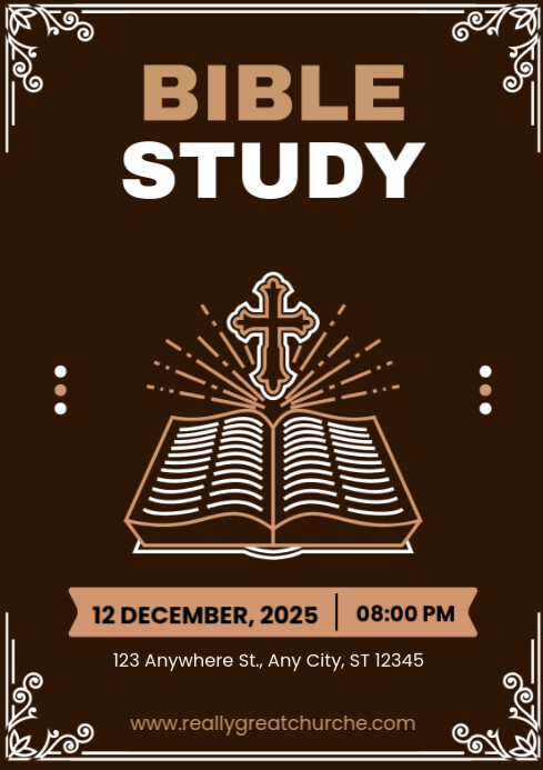 Copy of Brown Illustrative Bible Study A4 | PosterMyWall