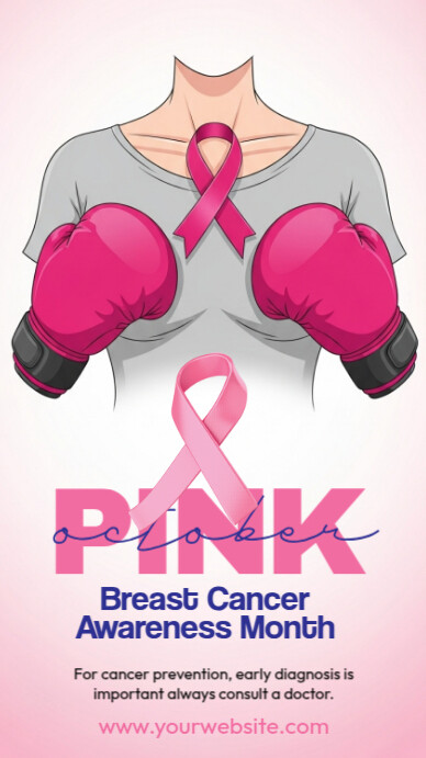 Brown Illustrative Breast Cancer Awareness Digital Display (9:16 ...