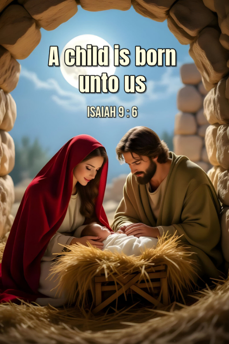 Brown Illustrative Christ Nativity Poster Templat | PosterMyWall
