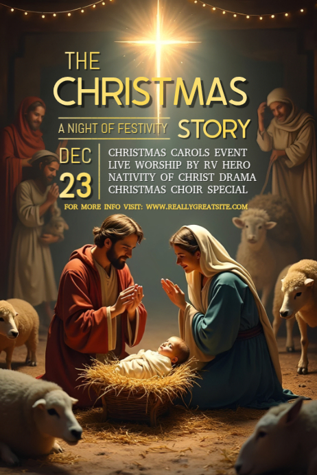 Brown Illustrative Christian Nativity & Church Christmas Event Template ...