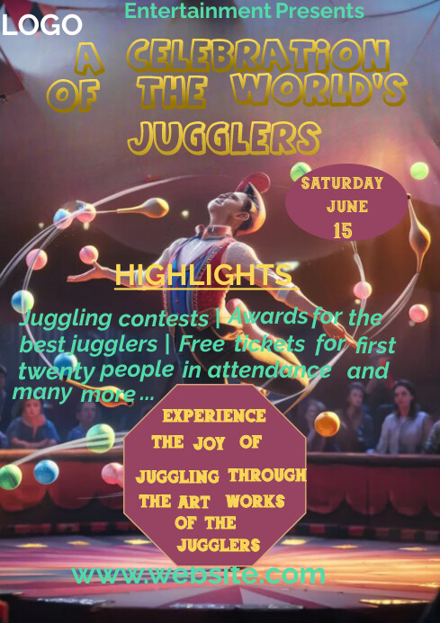 Brown Illustrative Flyer On World Juggling D Template | PosterMyWall