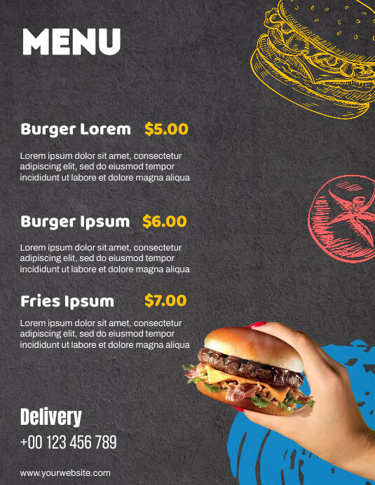 Brown Illustrative Food Menu Flyer (us Letter Template | PosterMyWall