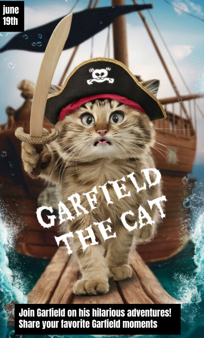 Brown Illustrative Garfield The Cat Day Us L Template | PosterMyWall