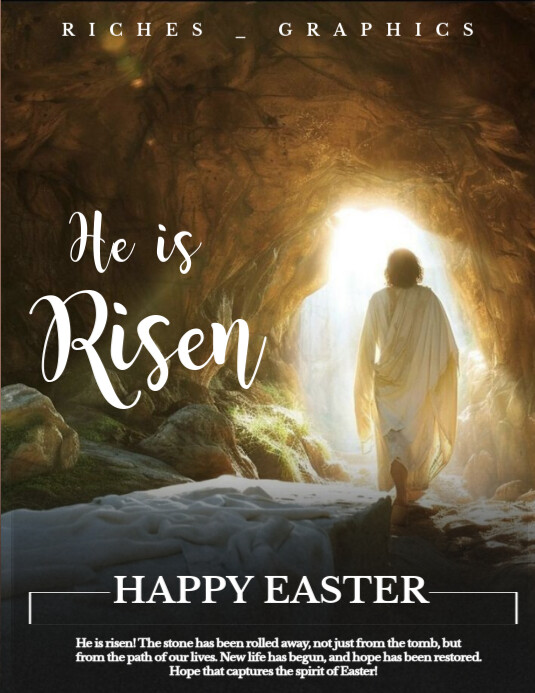 Brown Illustrative Happy Easter He Is Risen Flyer (us Letter) Template | PosterMyWall