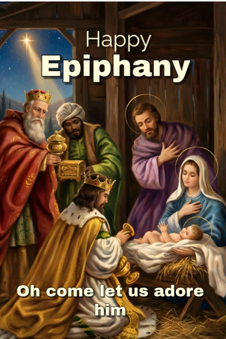 Brown Illustrative Happy Epiphany Poster Template | PosterMyWall