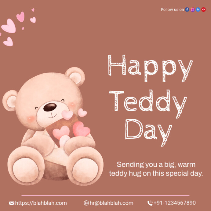 Brown Illustrative Happy Teddy Day Instagram Post Template | PosterMyWall