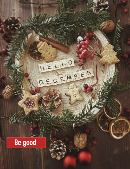 Brown Illustrative Hello December Flyer (us Letter) Template | PosterMyWall