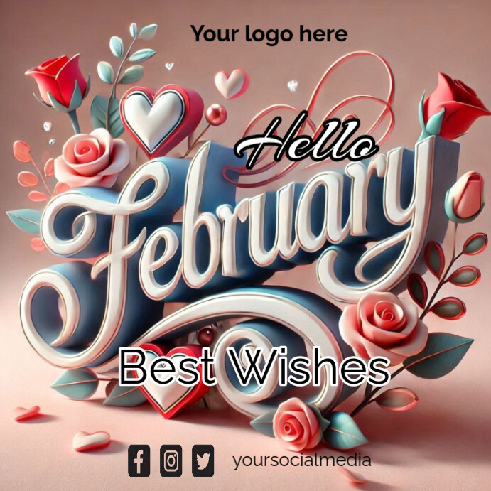 Copy of Brown Illustrative Hello February New Month Template Instagram ...