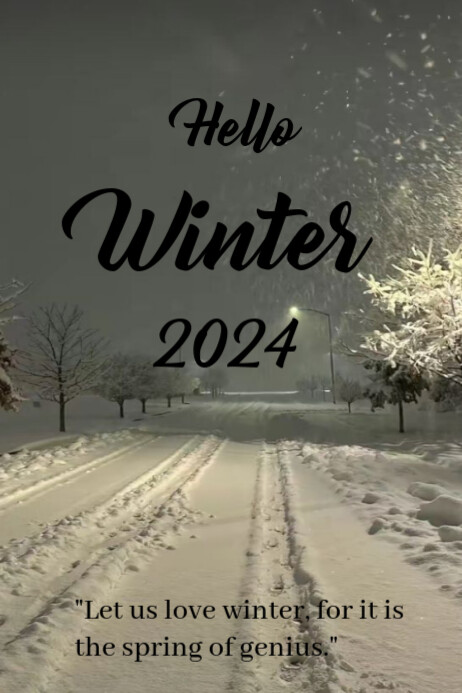 Brown Illustrative Hello Winter 2024 Poster Template | PosterMyWall