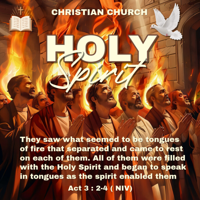Brown Illustrative Holy Spirit Descended On The Apostles Album Cover ...