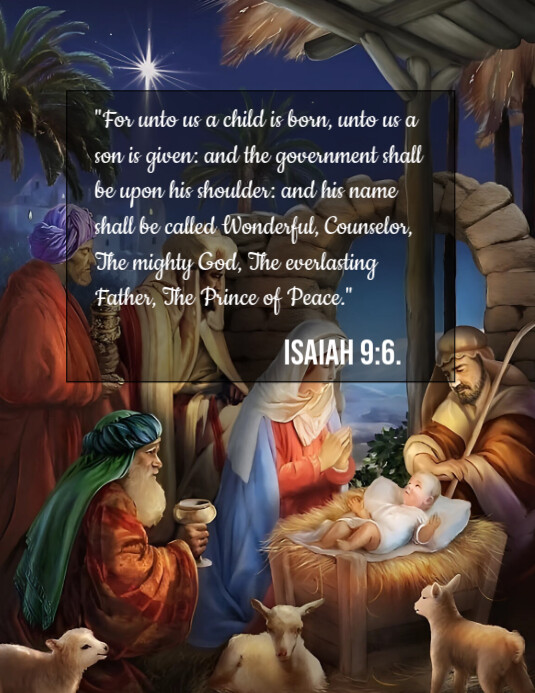 Brown Illustrative Jesus Birth Flyer (us Letter) Template | PosterMyWall