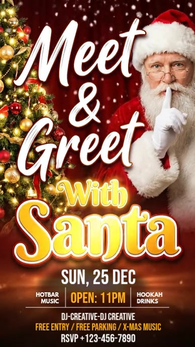 Brown Illustrative Meet & Greet With Santa Instagram Story Template ...