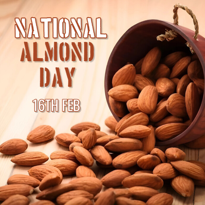 Brown Illustrative National Almond Day Logo Template | PosterMyWall