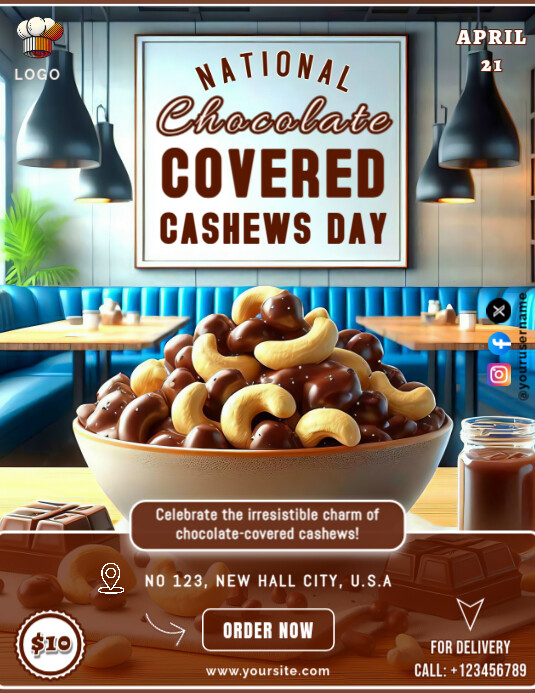 Copy of Brown Illustrative National Chocolate Covered Cashews Day Flyer ...