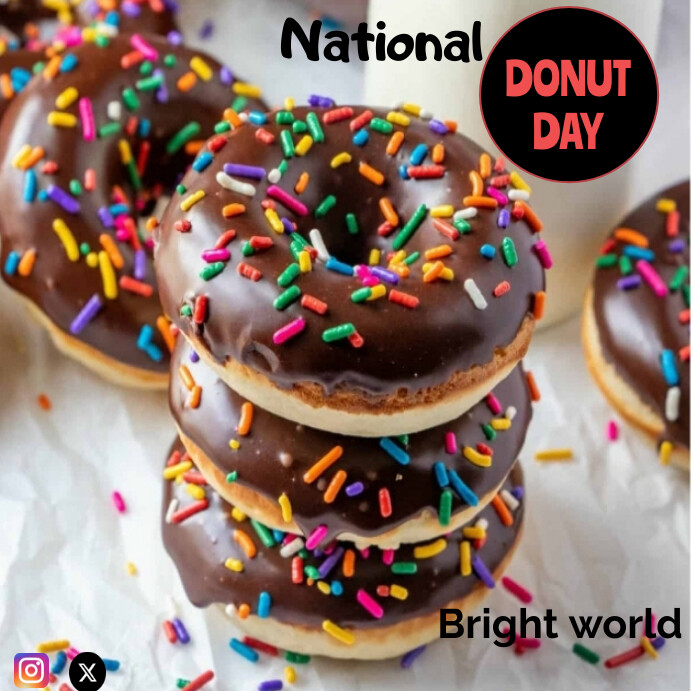 Brown Illustrative National Donut Day Instagr Template | PosterMyWall