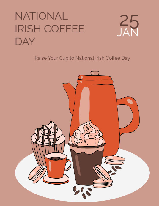 Brown Illustrative National Irish Coffee Day Flyer (us Letter) Template ...