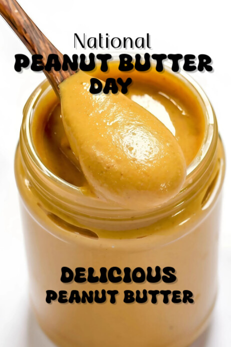 Brown Illustrative National Peanut Butter Day Poster Template ...