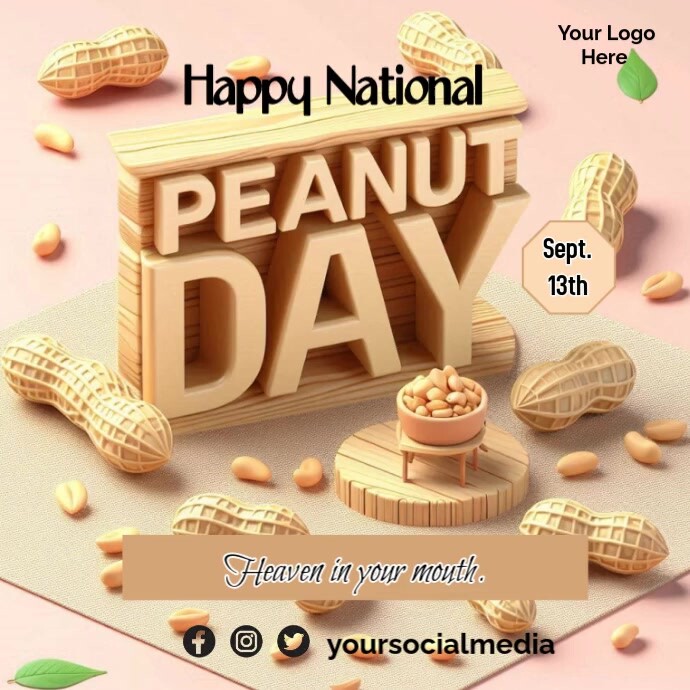 Plantilla de Brown Illustrative National Peanut Day Instag | PosterMyWall