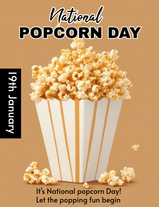 Brown Illustrative National Popcorn Day Design Flyer (us Letter ...