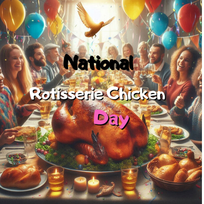 Brown Illustrative National Rotisserie Chicken Day Instagram Post ...