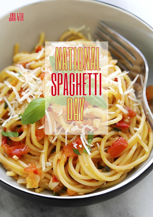 Copy of Brown Illustrative National Spaghetti Day A4 | PosterMyWall
