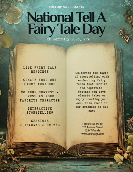 Copy of Brown Illustrative National Tell A Fairy Tale Day Flyer (us ...