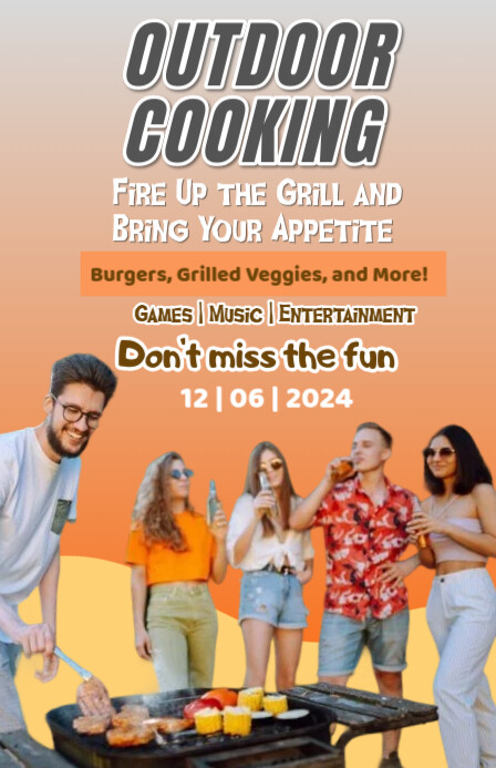 Brown Illustrative Outdoor Cooking Event Tabloid Template | PosterMyWall