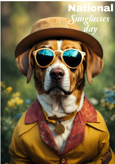 Brown Illustrative Sunglasses Day A4 Template | PosterMyWall