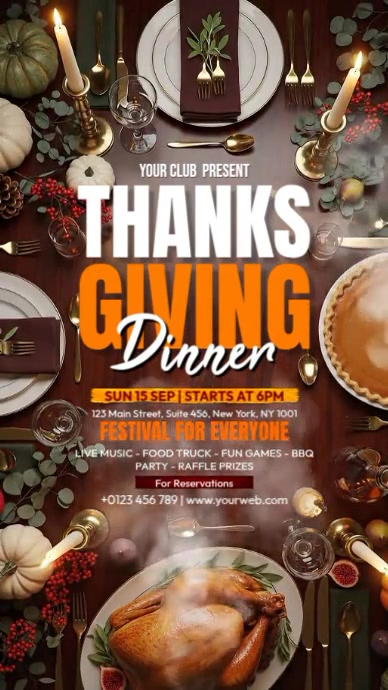 Brown Illustrative Thanksgiving Dinner Party Invite Instagram Story ...