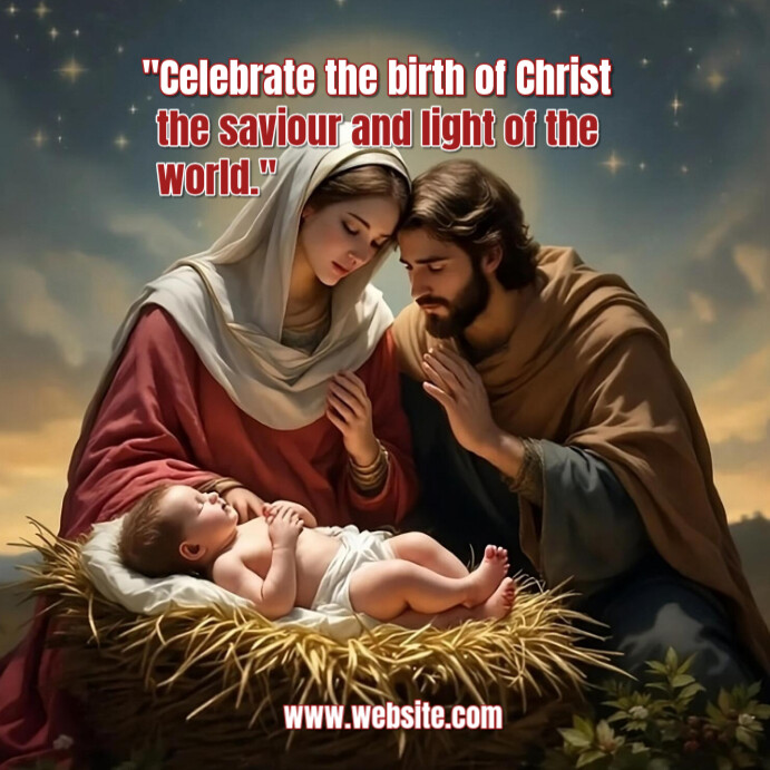 Brown Illustrative The Birth Of Christ Instagram Post Template ...