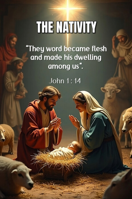 Brown Illustrative The Nativity Of Our Lord Jesus Christ Poster ...