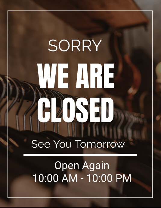 Brown Illustrative We Are Closed Flyer (us L Template | PosterMyWall