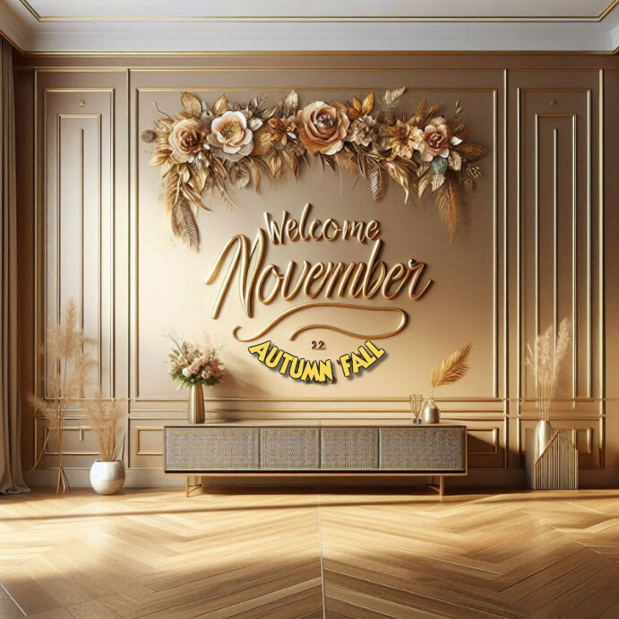 Brown Illustrative Welcome November Instagram Post Template | PosterMyWall