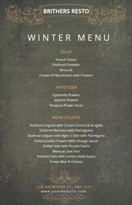 Brown Illustrative Winter Menu Card Ad Flyer Tabloid Template ...