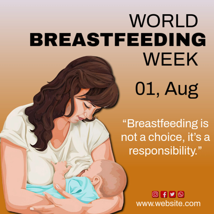Brown Illustrative World Breastfeeding Week Instagram Post เทมเพลต ...