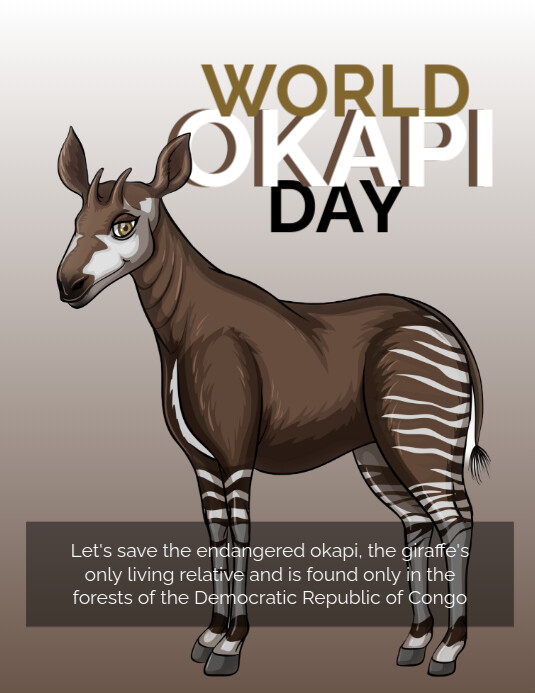 Plantilla de Brown Illustrative World Okapi Day Flyer (us Letter ...